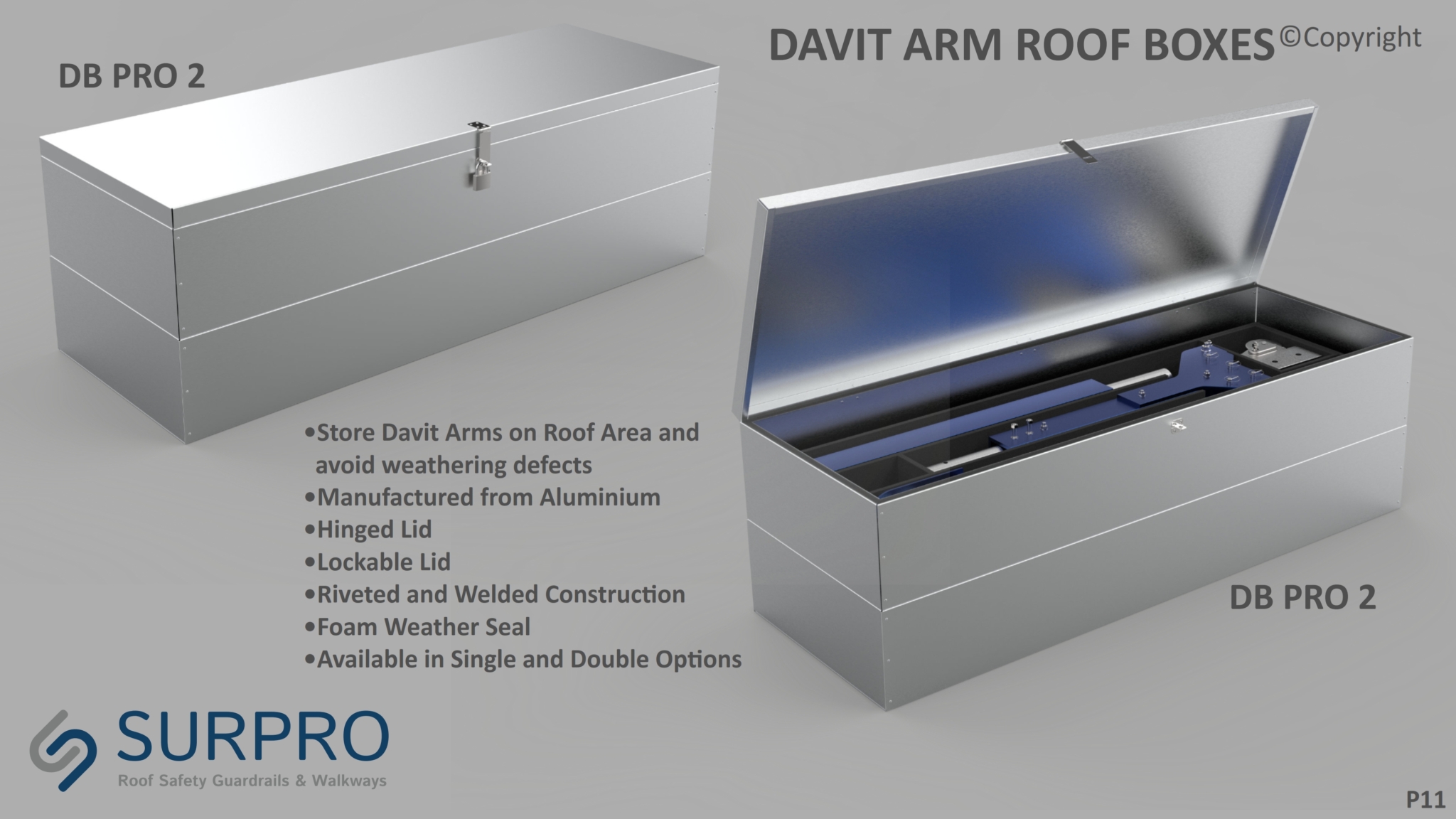 Davit Arm Roof Storage Boxes Double – Surpro Products Ltd
